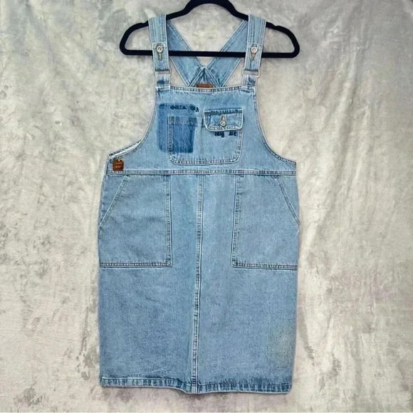 POL | Dresses | Pol Womens Denim Overall Dress Pockets Sz L | Poshmark